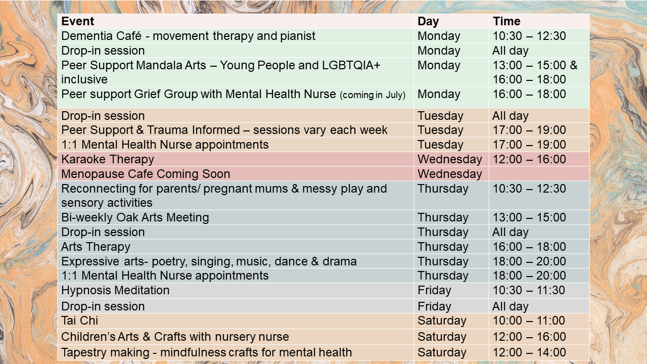 Updated weekly timetable - Hope Street