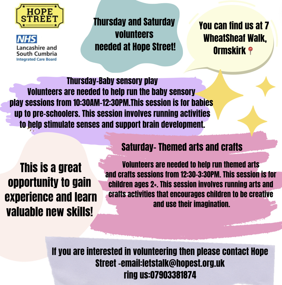 Saturday and Thursday Volunteers needed! - Hope Street